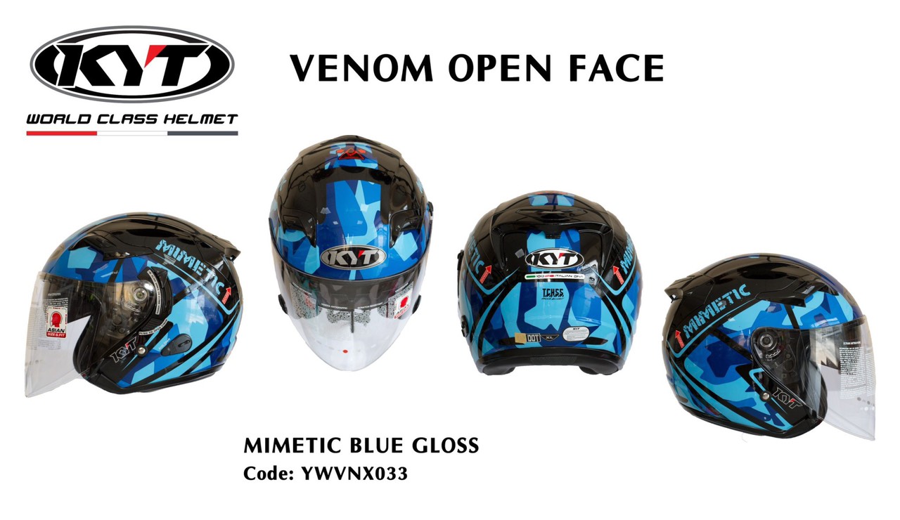 MŨ 3/4 KYT VENOM MIMETIC BLUE - HIFA.vn