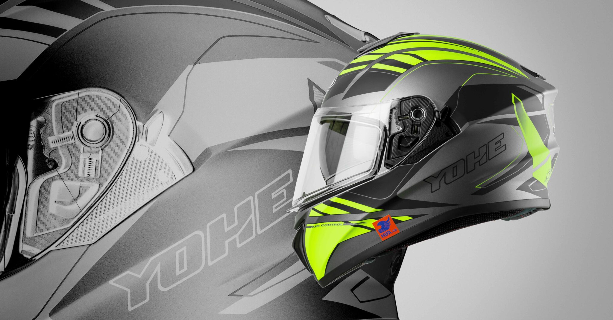 MŨ FULLFACE YOHE 981 XÁM DẠ QUANG - HIFA.vn