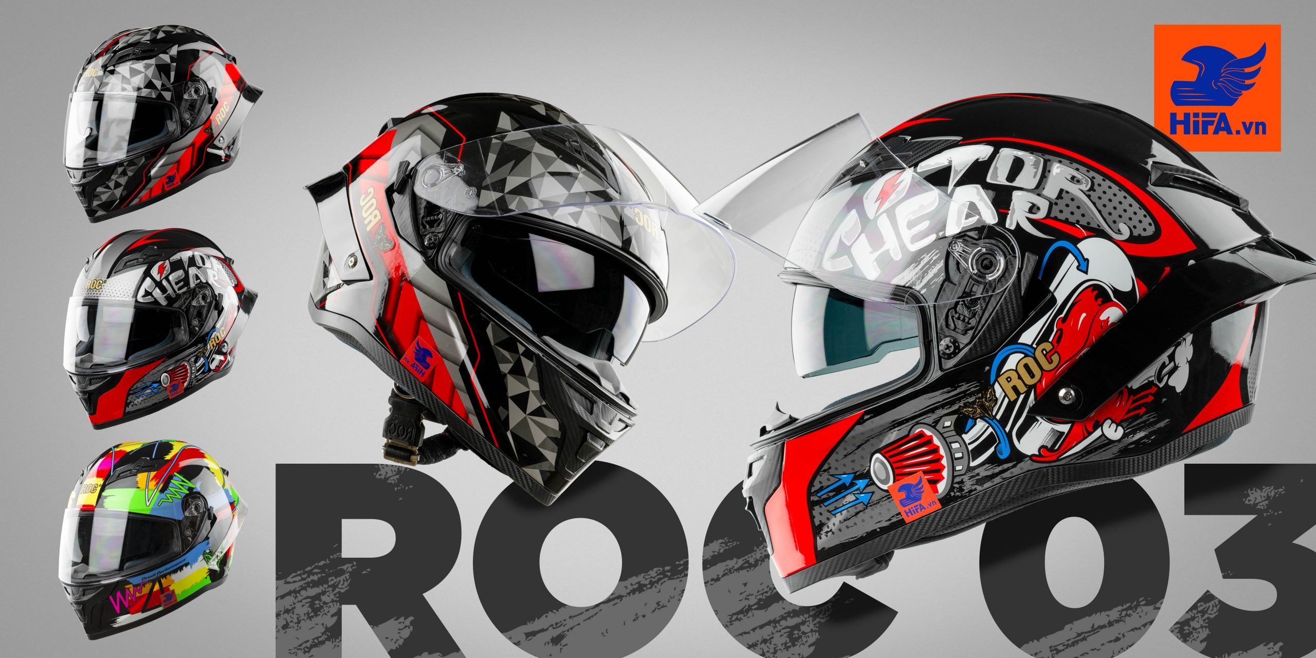 MŨ FULLFACE ROC 03 TEM V6 - HIFA.vn