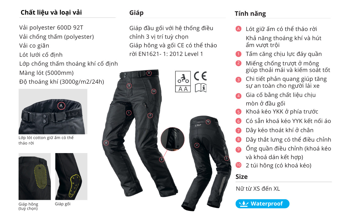 QUẦN BẢO HỘ LS2 CHART EVO LADY - HIFA.vn